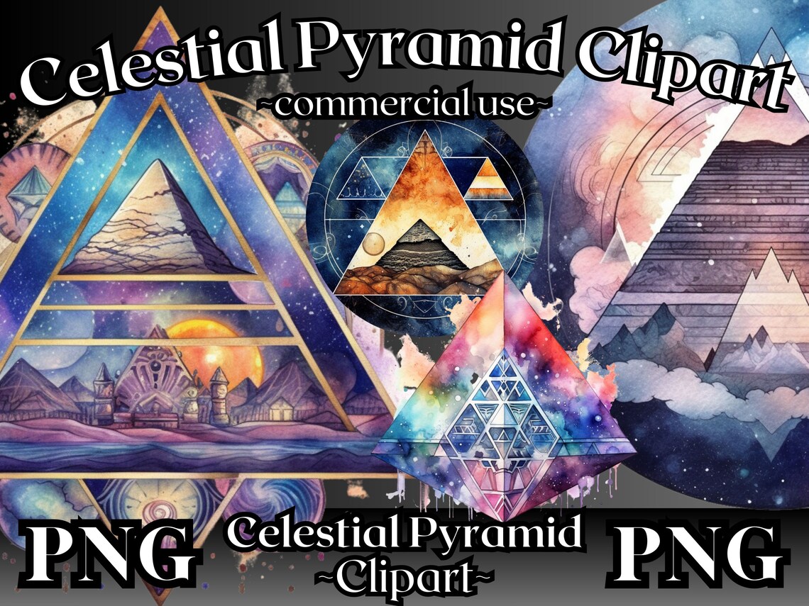 Celestial Pyramid Clipart Pyramid Png Graphics Mystic - Etsy