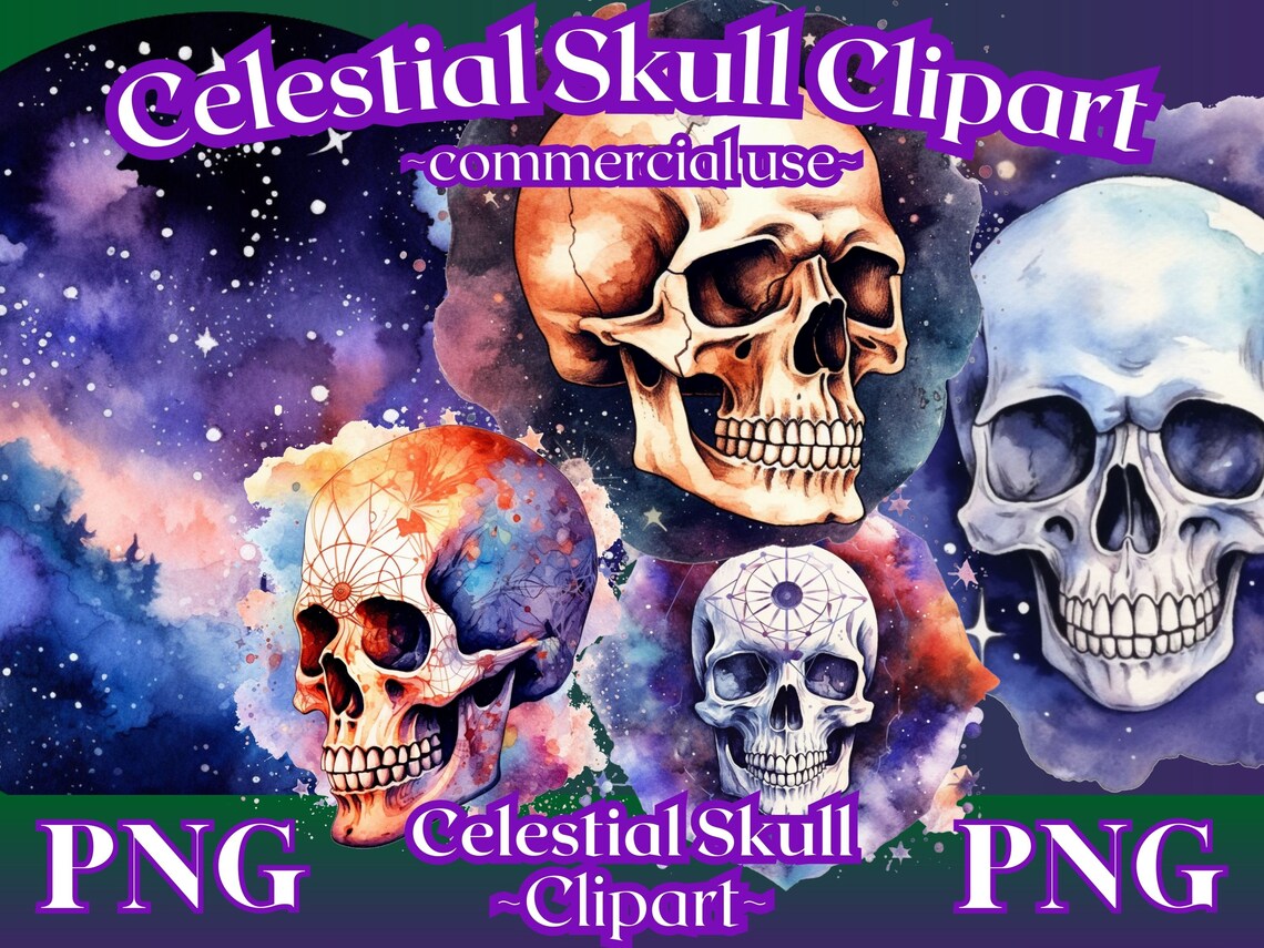 Celestial Skull Clipart, Cosmic Skull Png, Third Eye Skull Clipart ...
