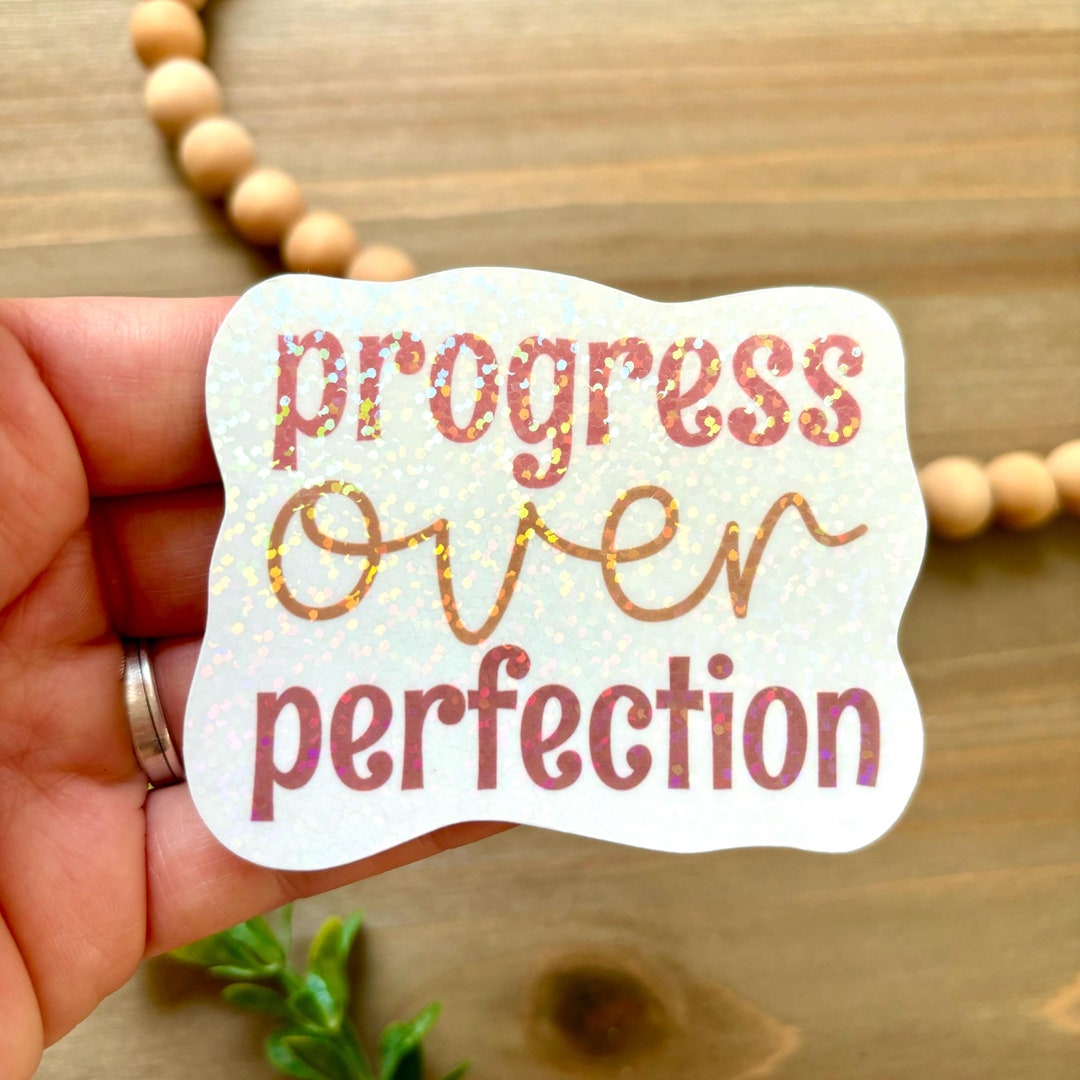 Holographic Sticker, Progress Over Perfection Sticker, Retro Sticker ...