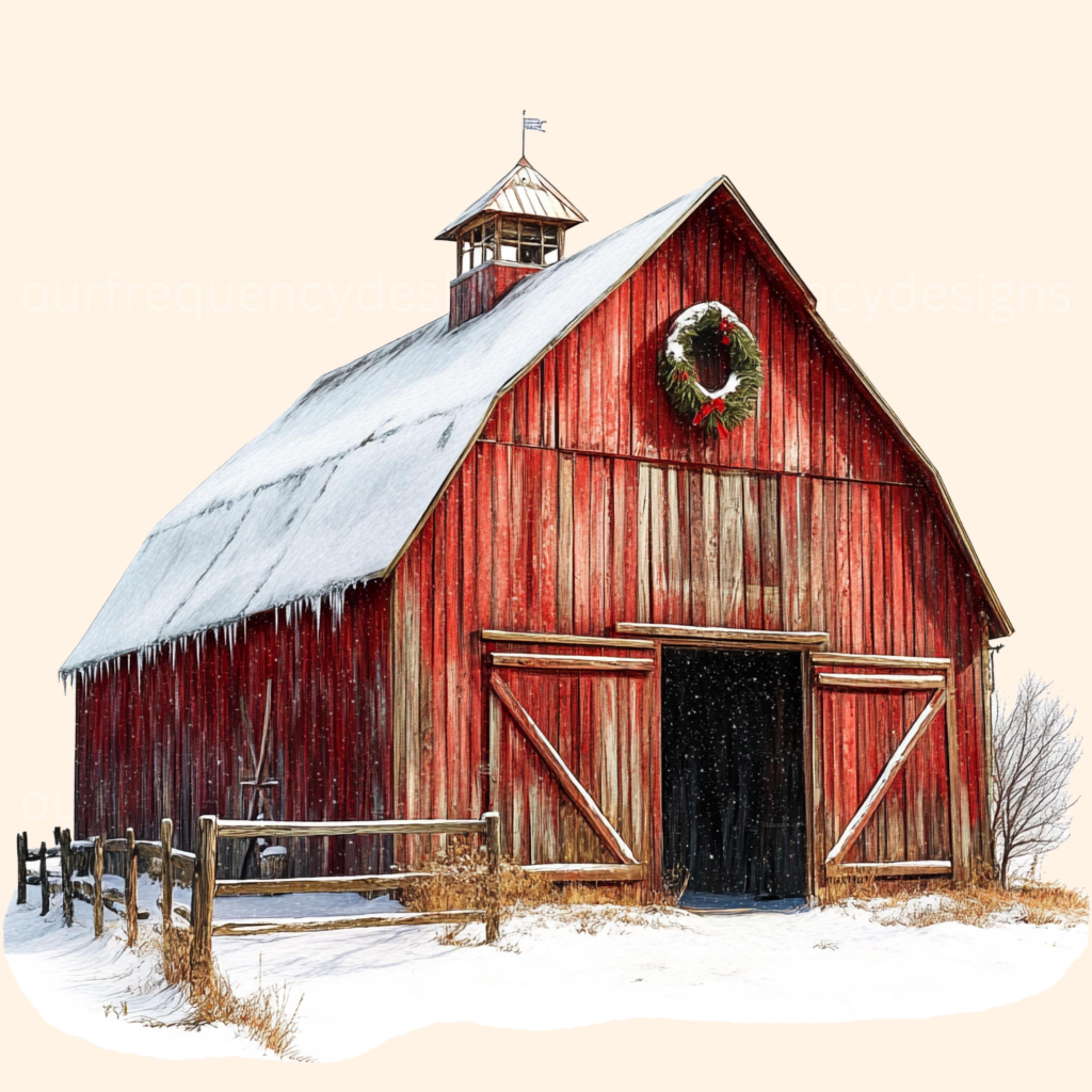 Rustic Christmas Png, Christmas Barn Clipart Bundle, Farmhouse ...