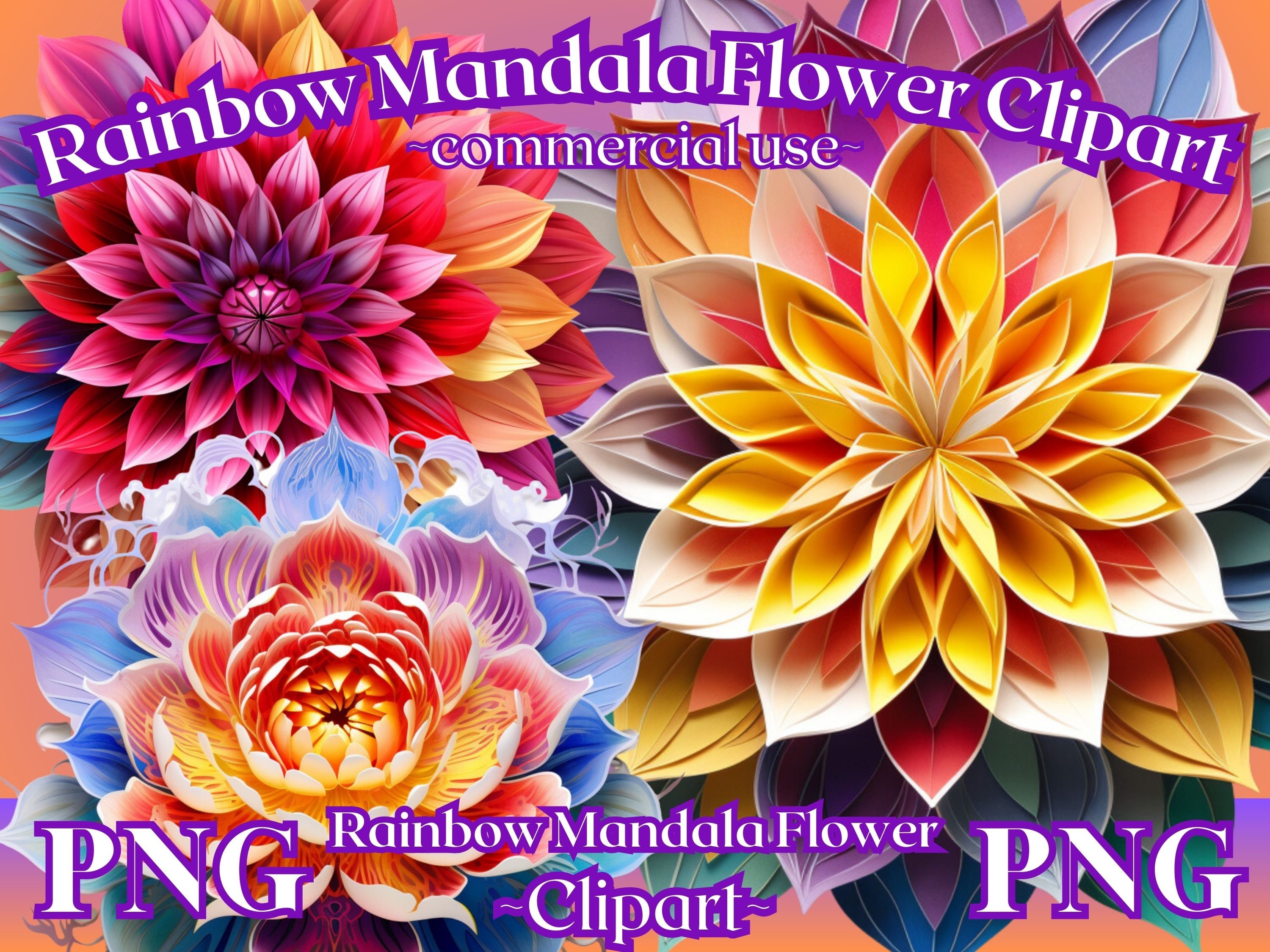 Mandala Flower Clipart, Rainbow Flower Mandala Png, Mandala Clipart ...