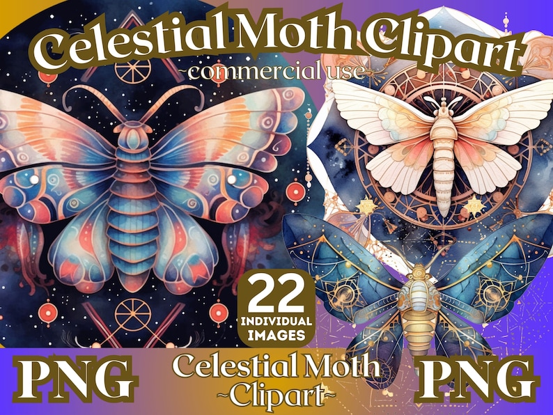 Celestial Moth Clipart, Cosmic Moth Png, Moth Clipart, Celestial Moth Png Sublimation, Spiritual ...