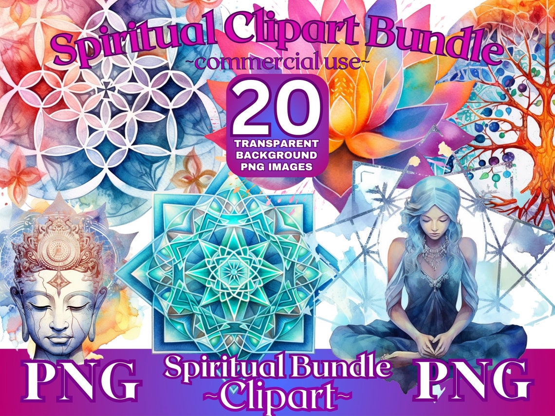 Spiritual Watercolor Clipart, Yoga Png Graphics, Meditation Clipart ...