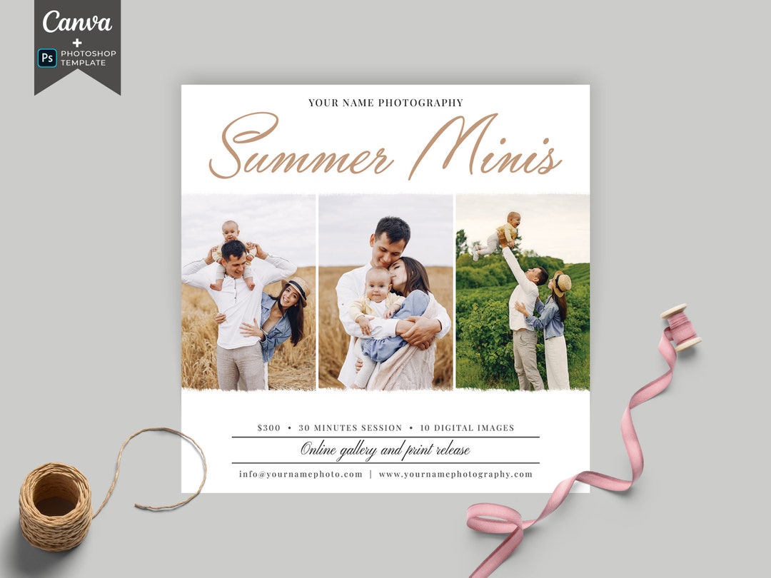Summer Mini Session Template, Photography Marketing, Canva Holiday Mini ...