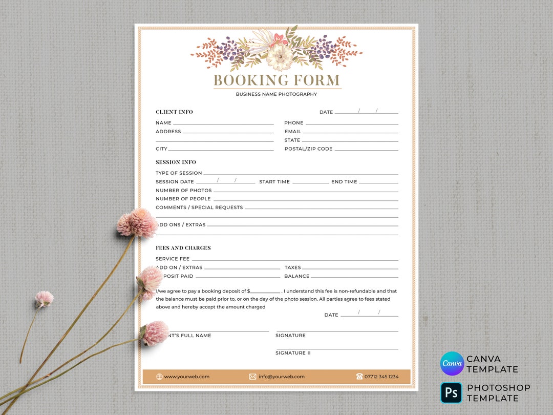 Canva Client Booking Form Template for Photography Business, Client ...