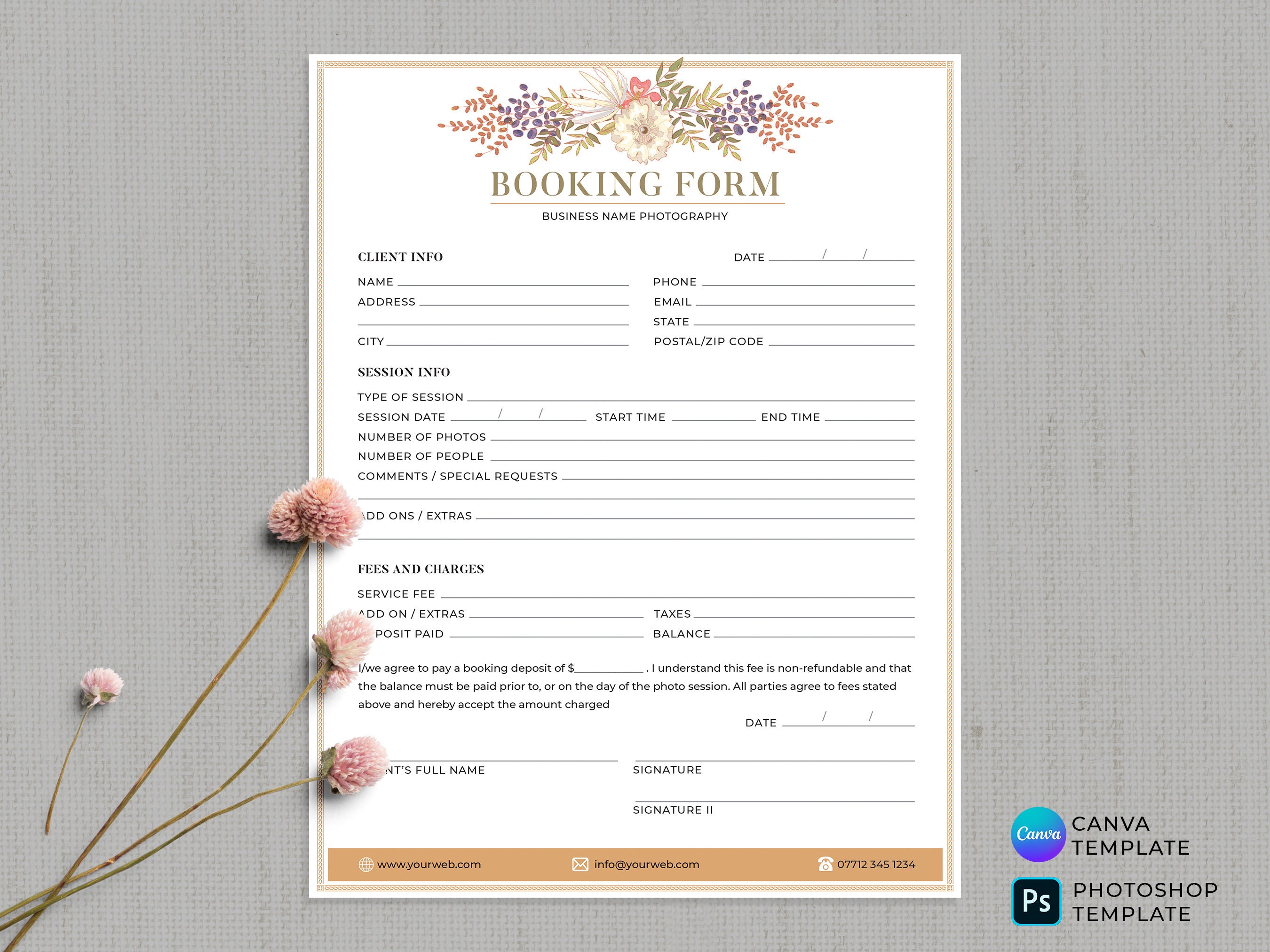 Canva Client Booking Form Template for Photography Business, Client ...