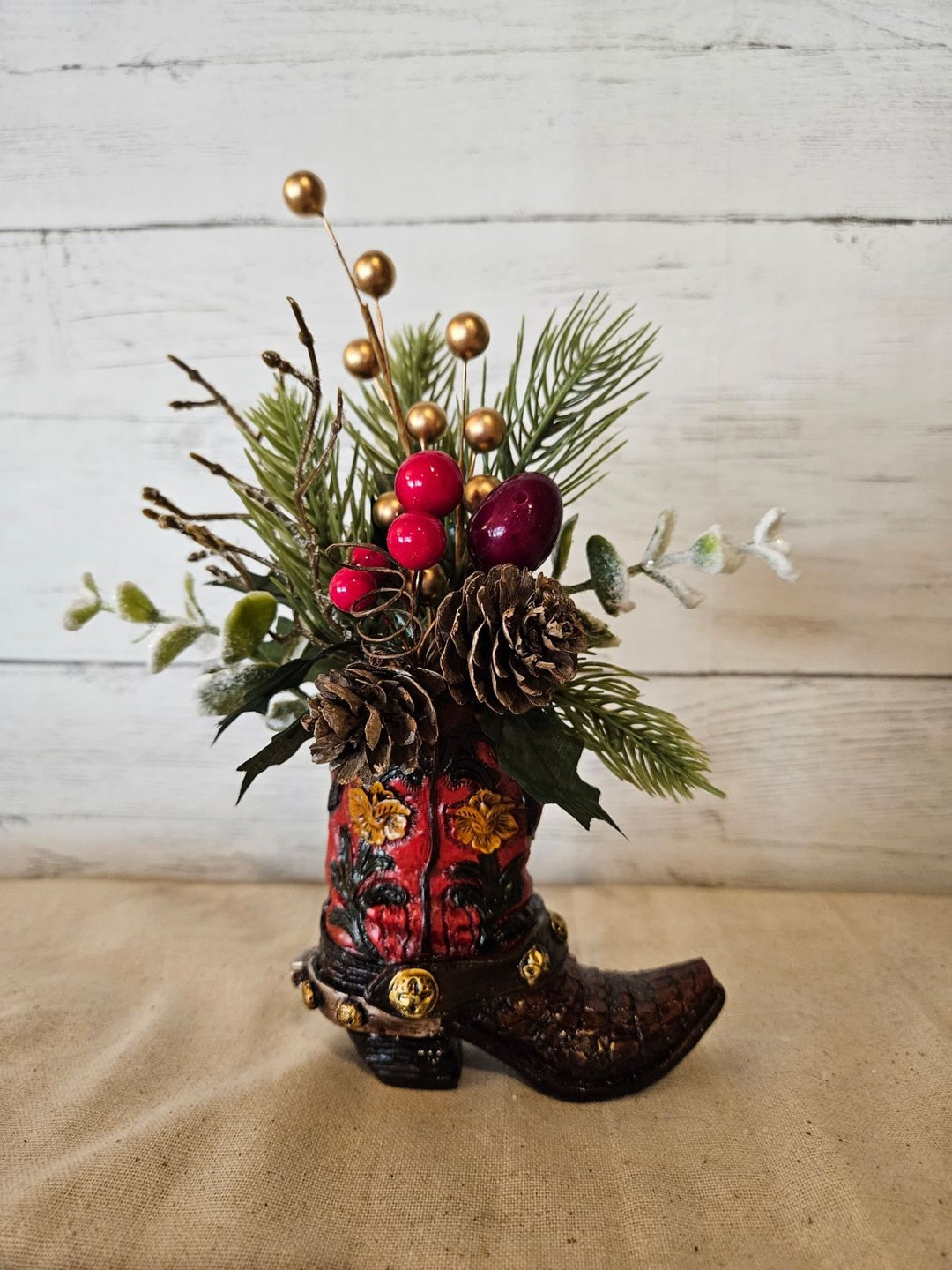 Mini Christmas Cowboy Cowgirl Arrangement Western Mini Cowboy - Etsy