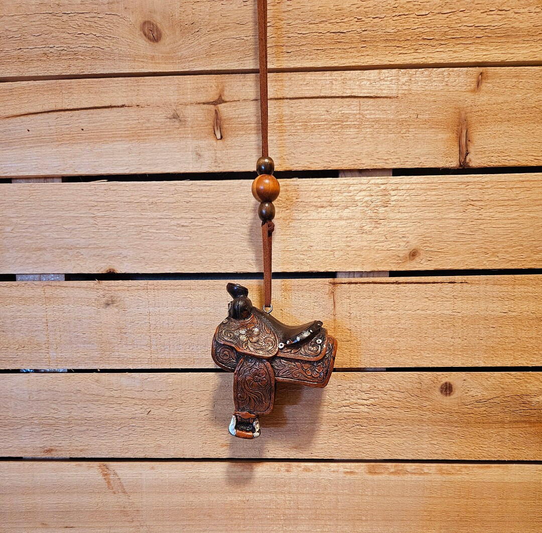 Saddle Rear View Mirror Hanger, Saddle Car Charm, Cowboy Mirror Hanger ...