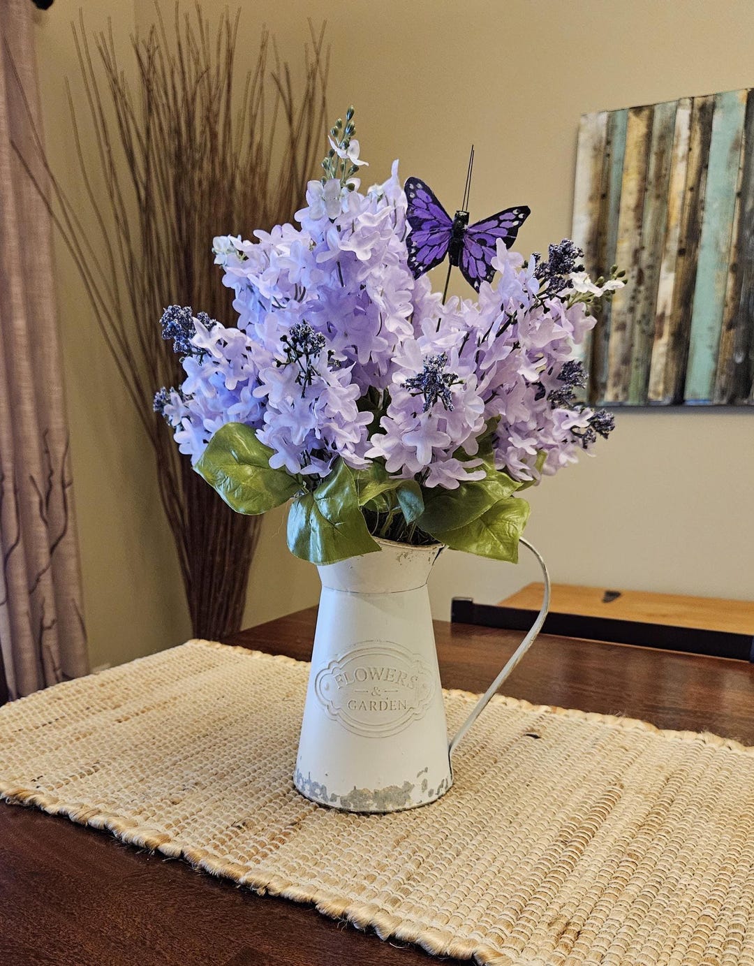Beautiful Lilac Arrangement, Lilacs Decor, Lilacs in Distressed Pitcher ...