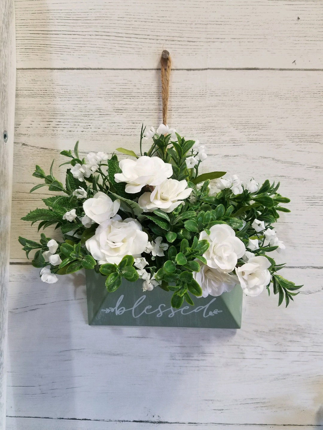 Mini/small Blessed Wall Vase, Blessed Green Envelope Metal Wall Vase ...