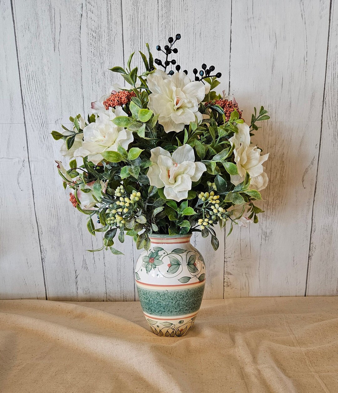 Beautiful Large Modern Farmhouse Arrangement in Vintage Vase, Cottage ...