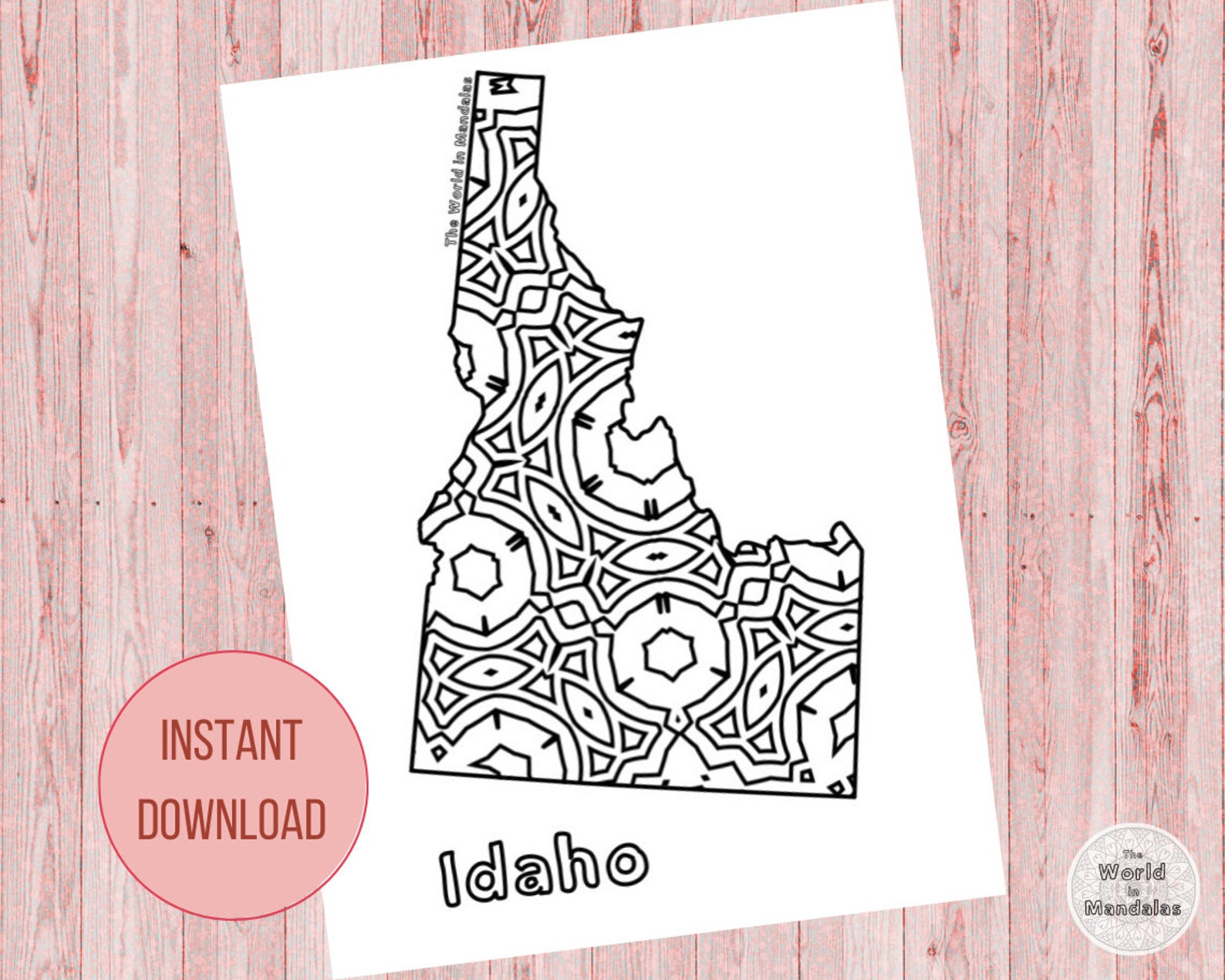 Idaho States of the USA Colouring Page Mandala Colouring - Etsy