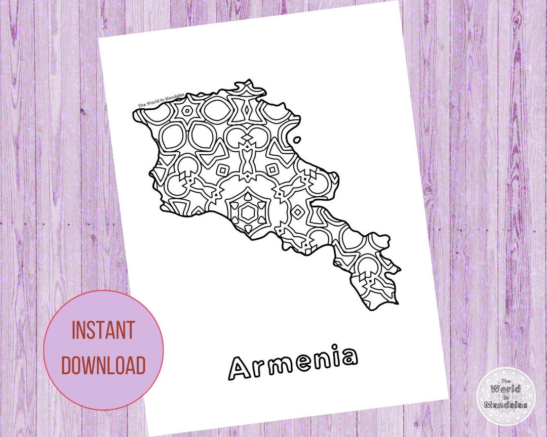 Armenia Mandala All Ages Coloring Page Europe Printable A4 Mindfulness ...