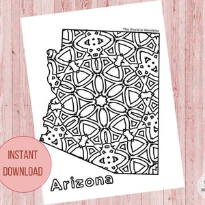 Arizona Mandala All Ages Colouring Page States of the USA Printable A4 ...