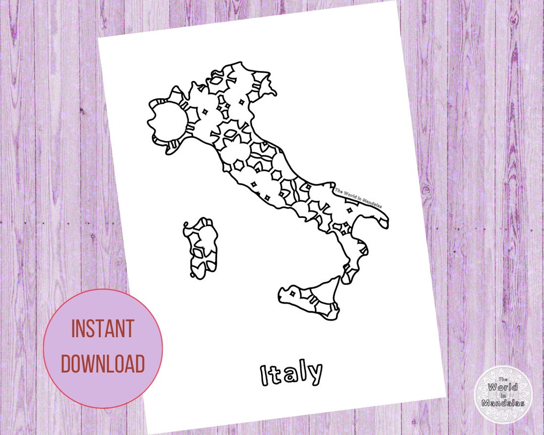 Italy Mandala All Ages Coloring Page Europe Printable A4 Mindfulness ...