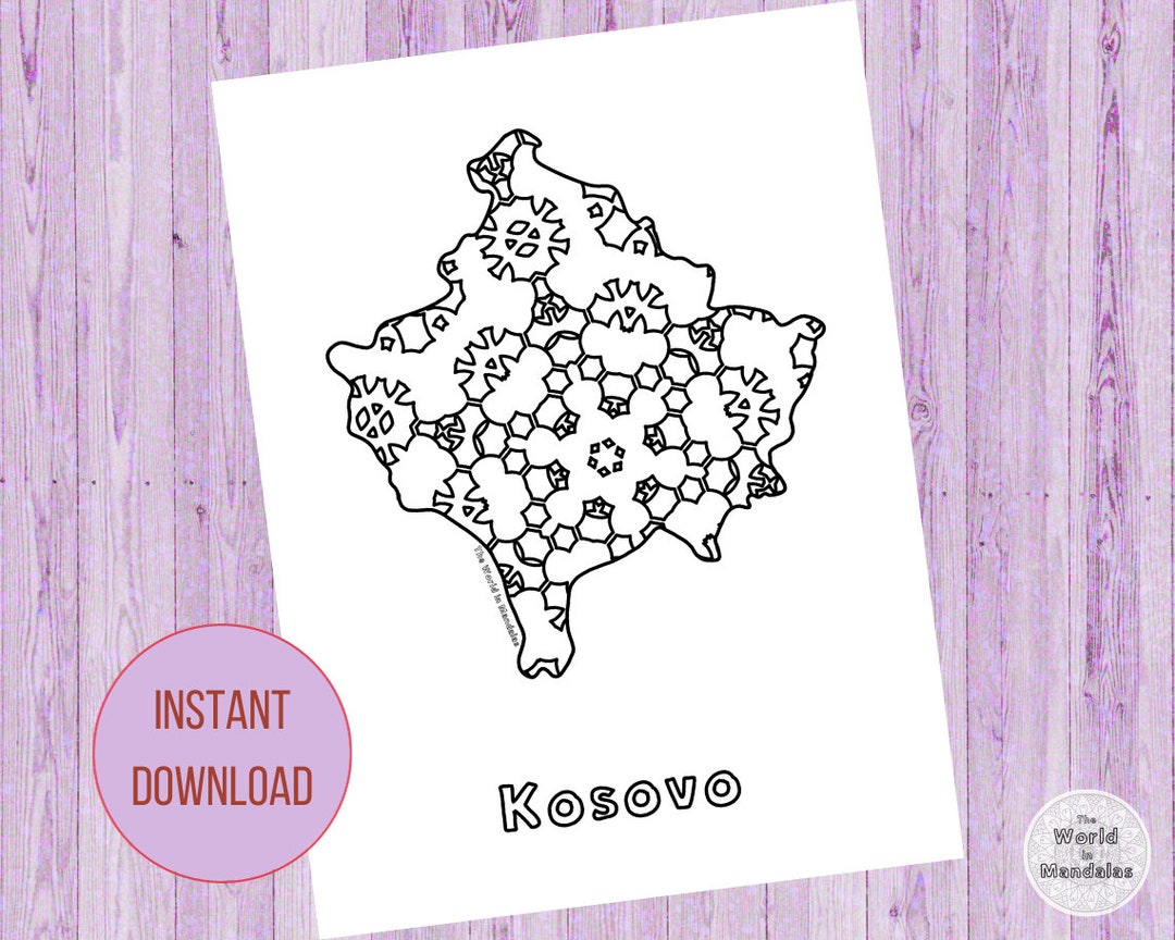 Kosovo Mandala All Ages Coloring Page Europe Printable A4 Mindfulness ...