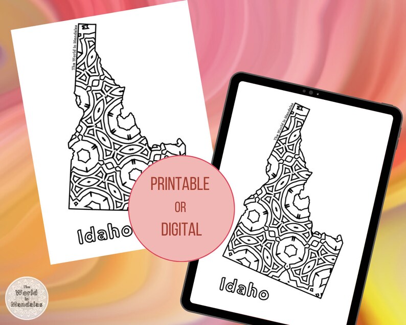 Idaho States of the USA Colouring Page Mandala Colouring - Etsy