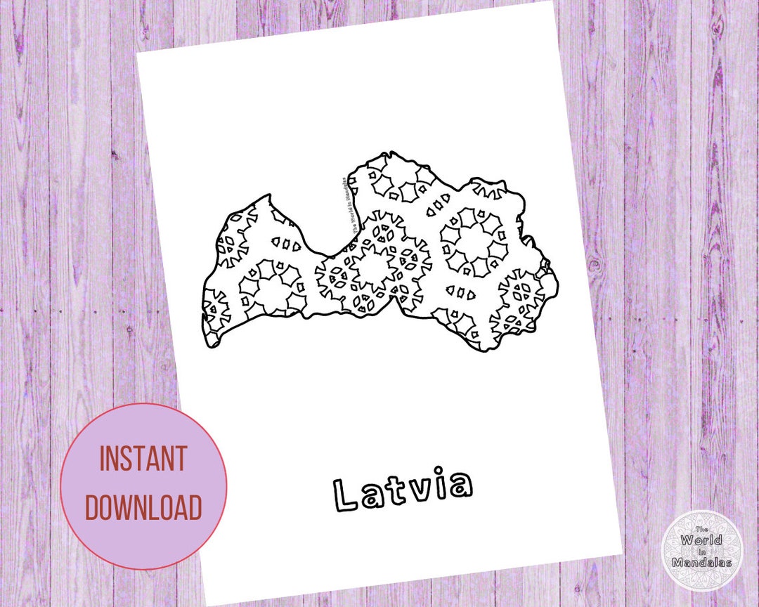 Latvia Mandala All Ages Coloring Page Europe Printable A4 Mindfulness ...