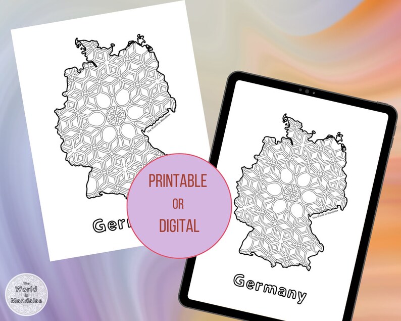 Germany Mandala All Ages Coloring Page Europe Printable A4 Mindfulness ...