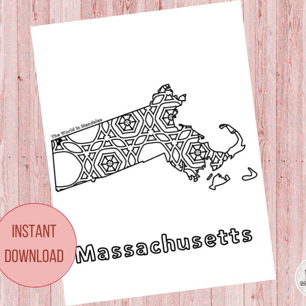 Massachusetts Coloring Page - Etsy