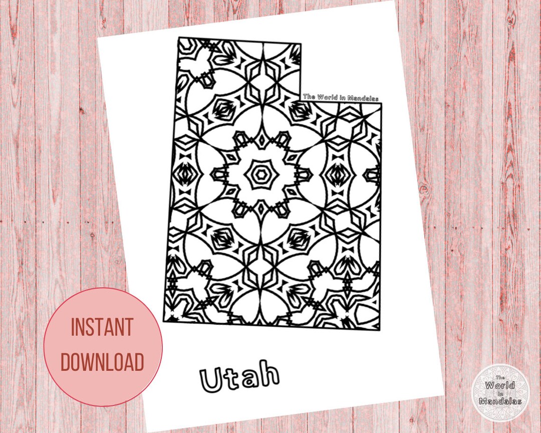 Utah Mandala All Ages Colouring Page States of the USA Printable A4 ...