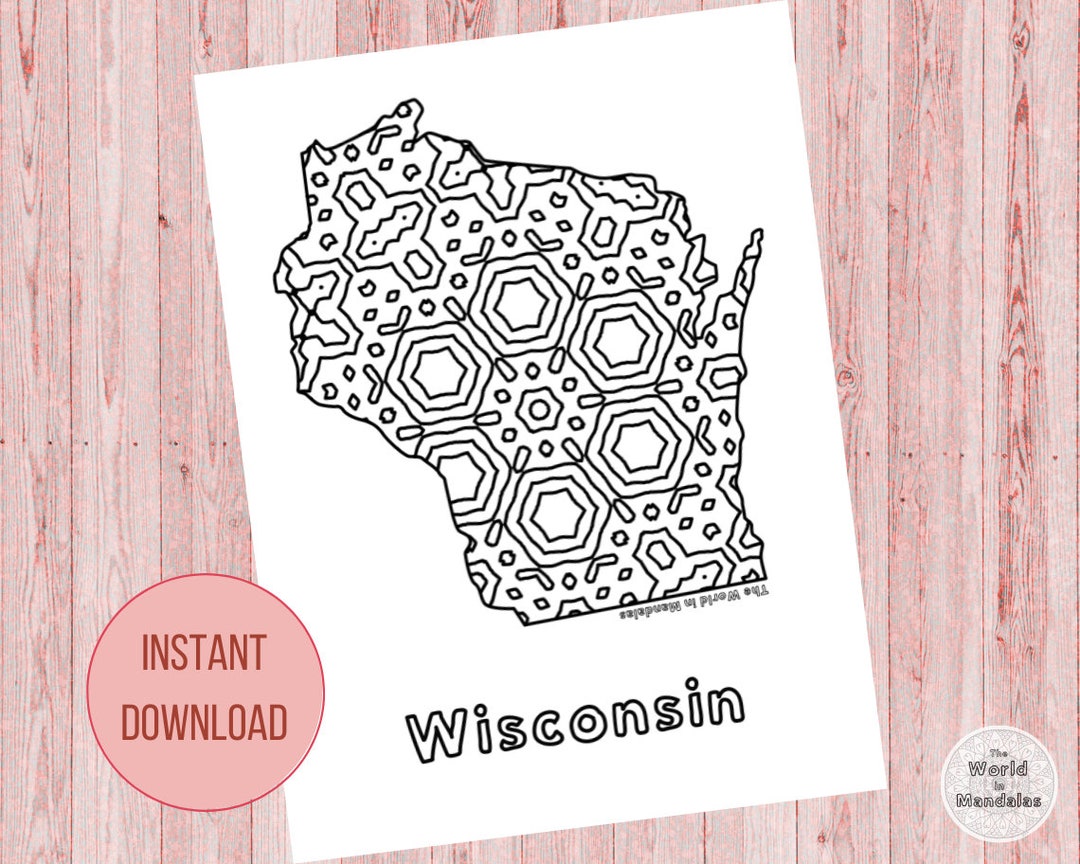 Wisconsin Mandala all Ages Colouring Page States of the USA printable ...