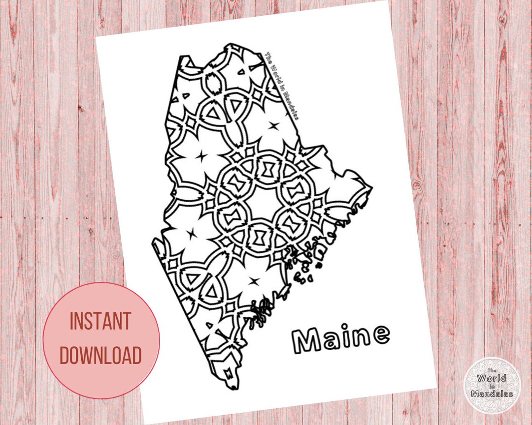 Maine States of the USA Colouring Page Mandala Colouring - Etsy