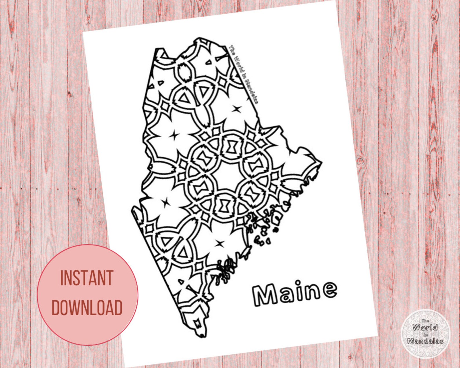 Maine States of the USA Colouring Page Mandala Colouring - Etsy