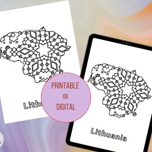 Lithuania Mandala All Ages Coloring Page Europe Printable A4 ...