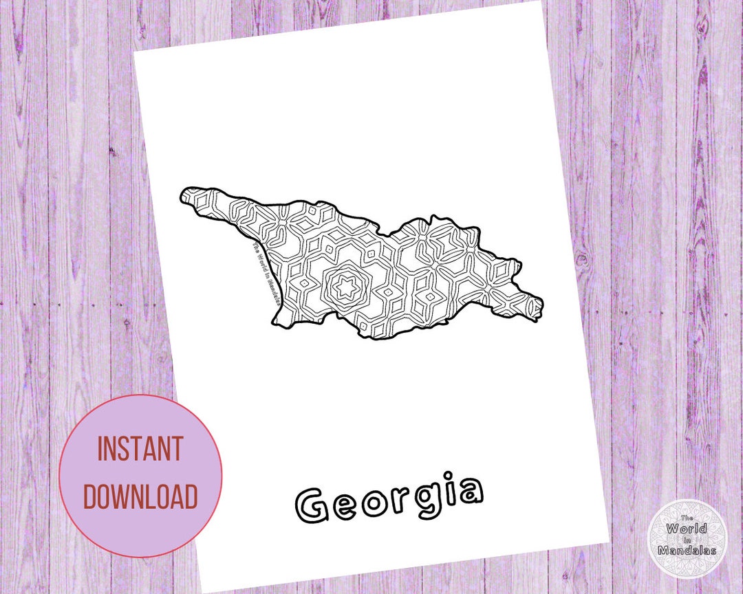 Georgia Mandala All Ages Coloring Page Europe Printable A4 Mindfulness ...
