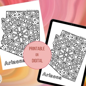 Arizona Mandala All Ages Colouring Page States of the USA Printable A4 ...