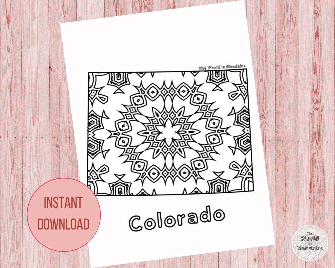 Colorado Mandala All Ages Colouring Page States of the USA printable A4 ...