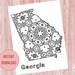 Georgia Mandala All Ages Colouring Page States of the USA Printable A4 ...