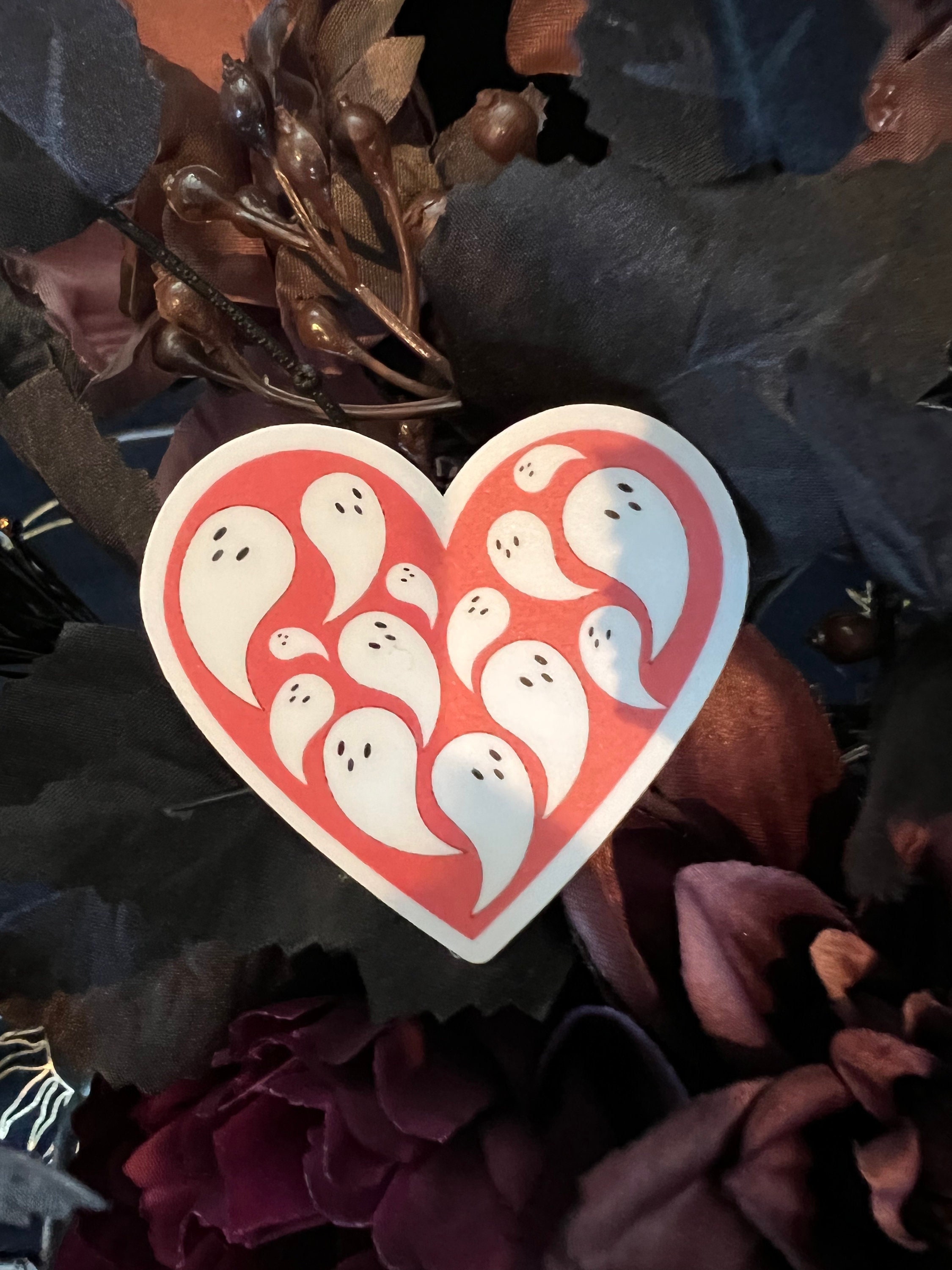 I Heart Ghosts Halloween Sticker Water Resistant Matte - Etsy
