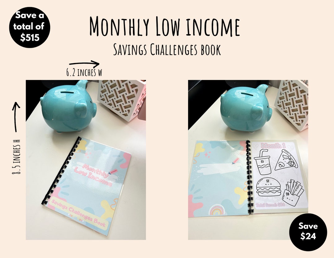 Monthly Low Income Savings Challenges Book - Etsy