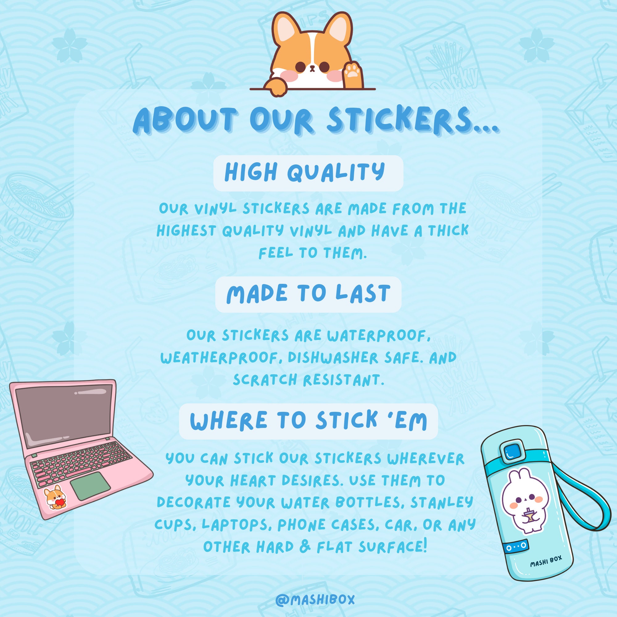 Corgi Bento Box Waterproof Vinyl Sticker Corgi Sticker - Etsy