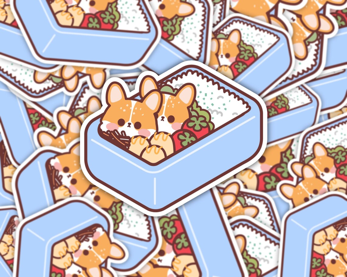 Corgi Bento Box Waterproof Vinyl Sticker Corgi Sticker - Etsy