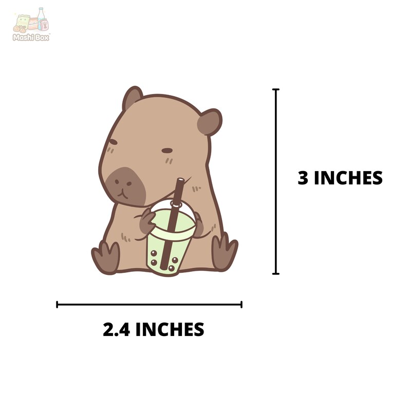 Boba Capybara Waterproof Vinyl Sticker Capybara Sticker - Etsy