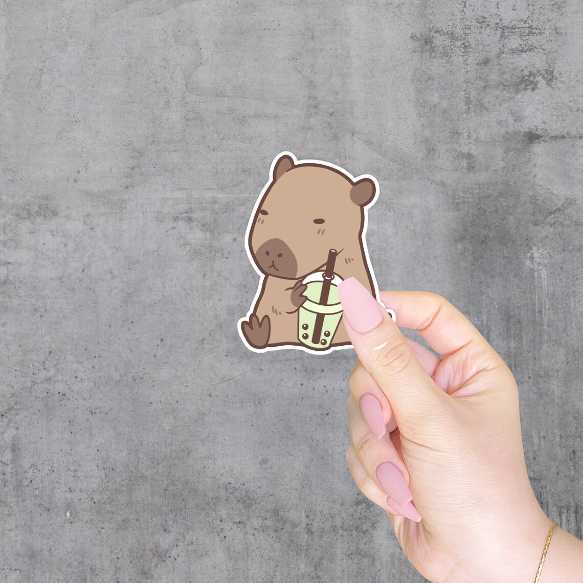 Boba Capybara Waterproof Vinyl Sticker Capybara Sticker - Etsy