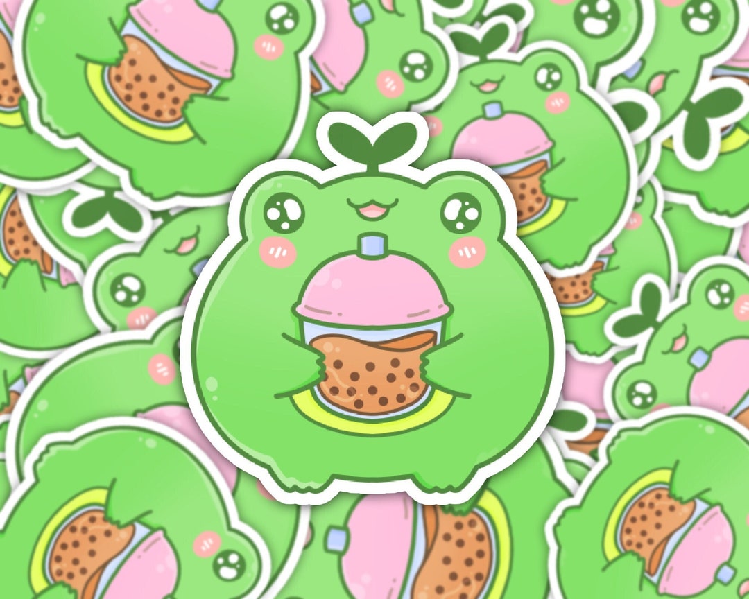 Frog Waterproof Vinyl Sticker Waterproof Sticker Frog Sticker Frog Lover Cute Frog Boba