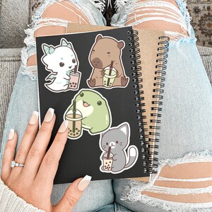 Boba Capybara Waterproof Vinyl Sticker Capybara Sticker - Etsy