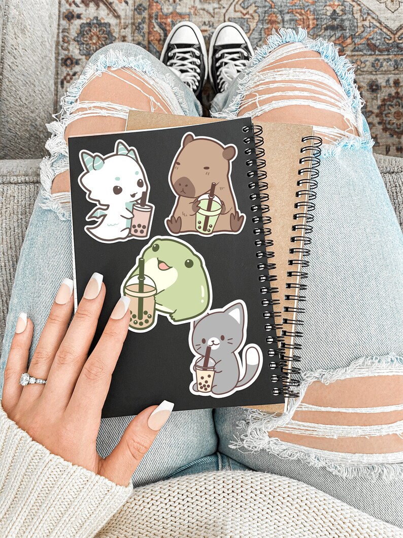 Boba Capybara Waterproof Vinyl Sticker Capybara Sticker - Etsy