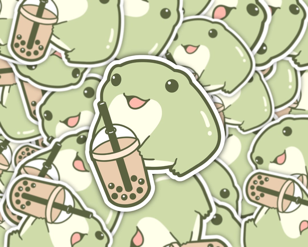 Boba Frog Waterproof Vinyl Sticker Frog Sticker, Frog Lover, Boba ...