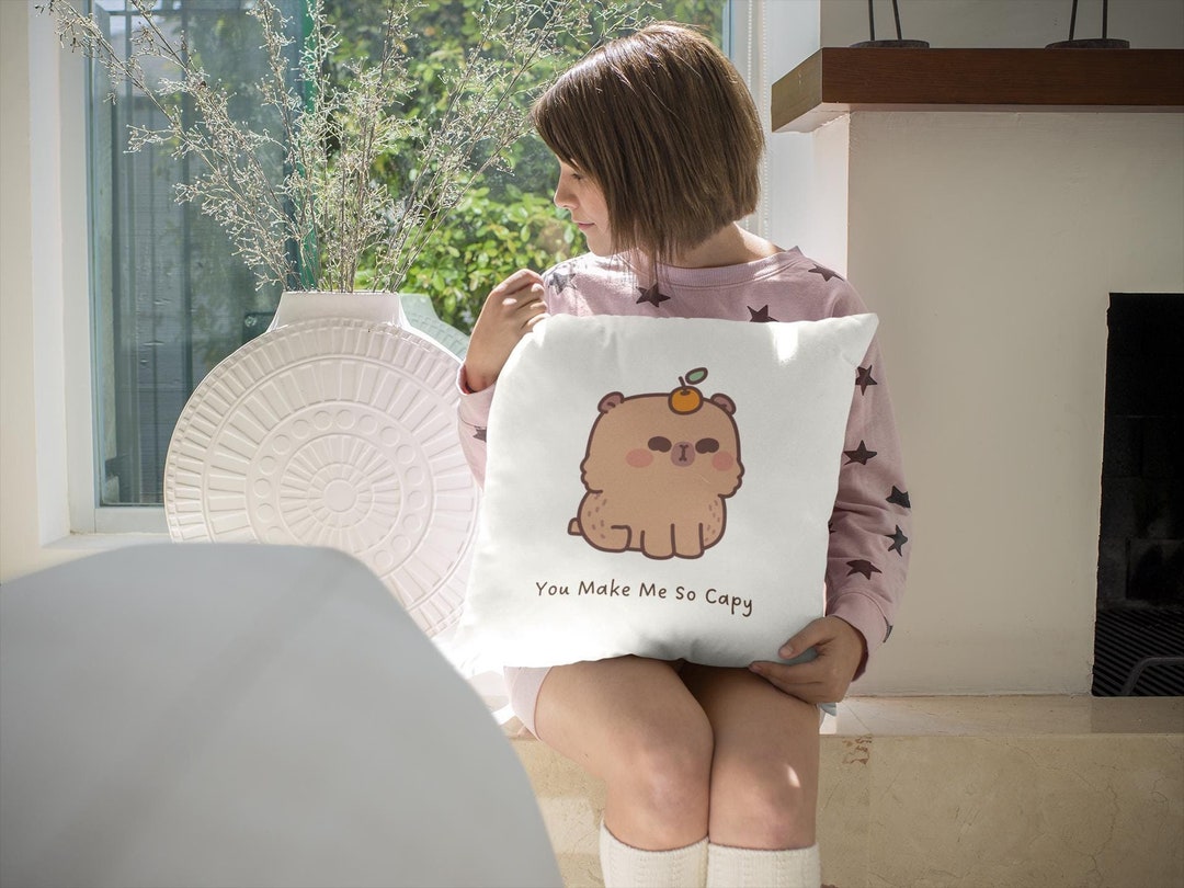 You Make Me so Capy Capybara Polyester Square Pillow Capybara Pillow ...