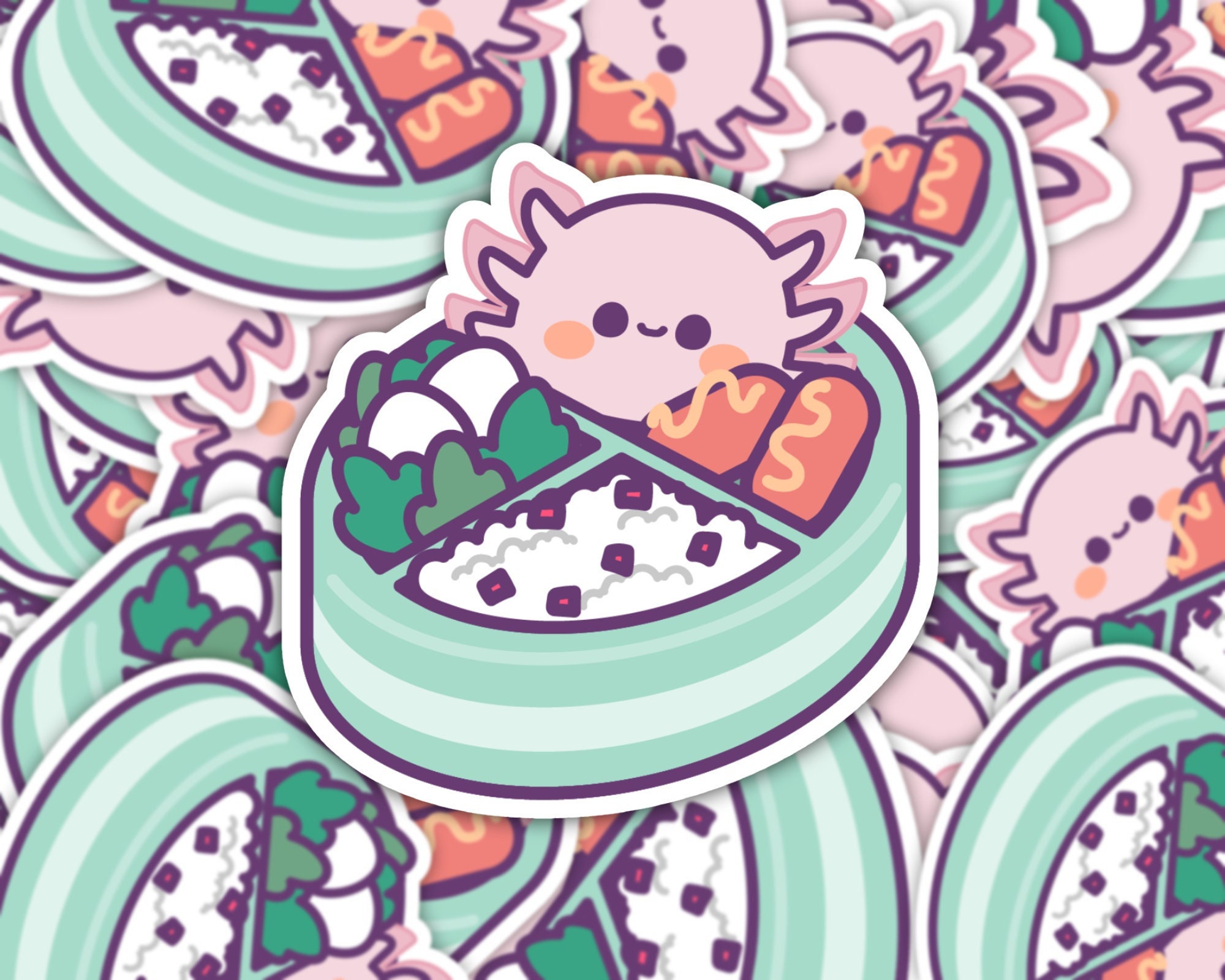 Axolotl Bento Box Waterproof Vinyl Sticker Waterproof Sticker, Axolotl ...