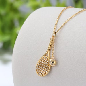 Tennis Lovematch LOVE PLUS Racket and Ball Gold Necklace - Etsy