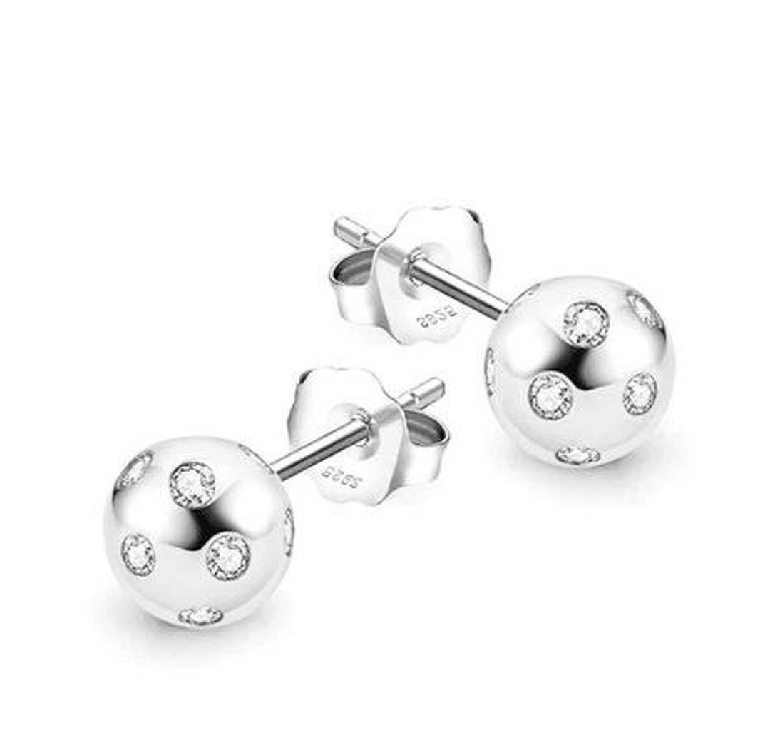 Pickleball Bling Stud Ball Silver Earrings - Etsy