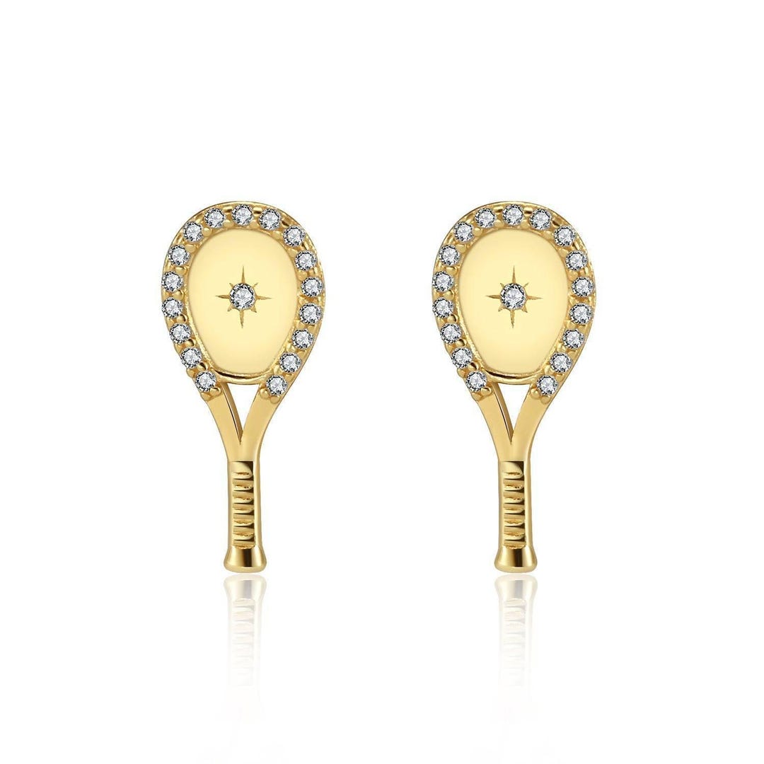 Tennis Racquet Bling Stud Earrings Gold - Etsy