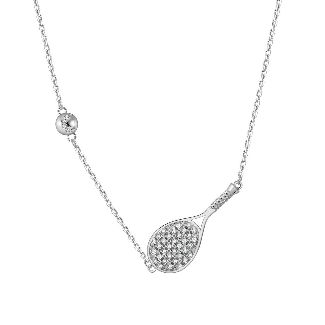 Tennis ACE Bling Silver Racquet and Ball Necklace - Etsy