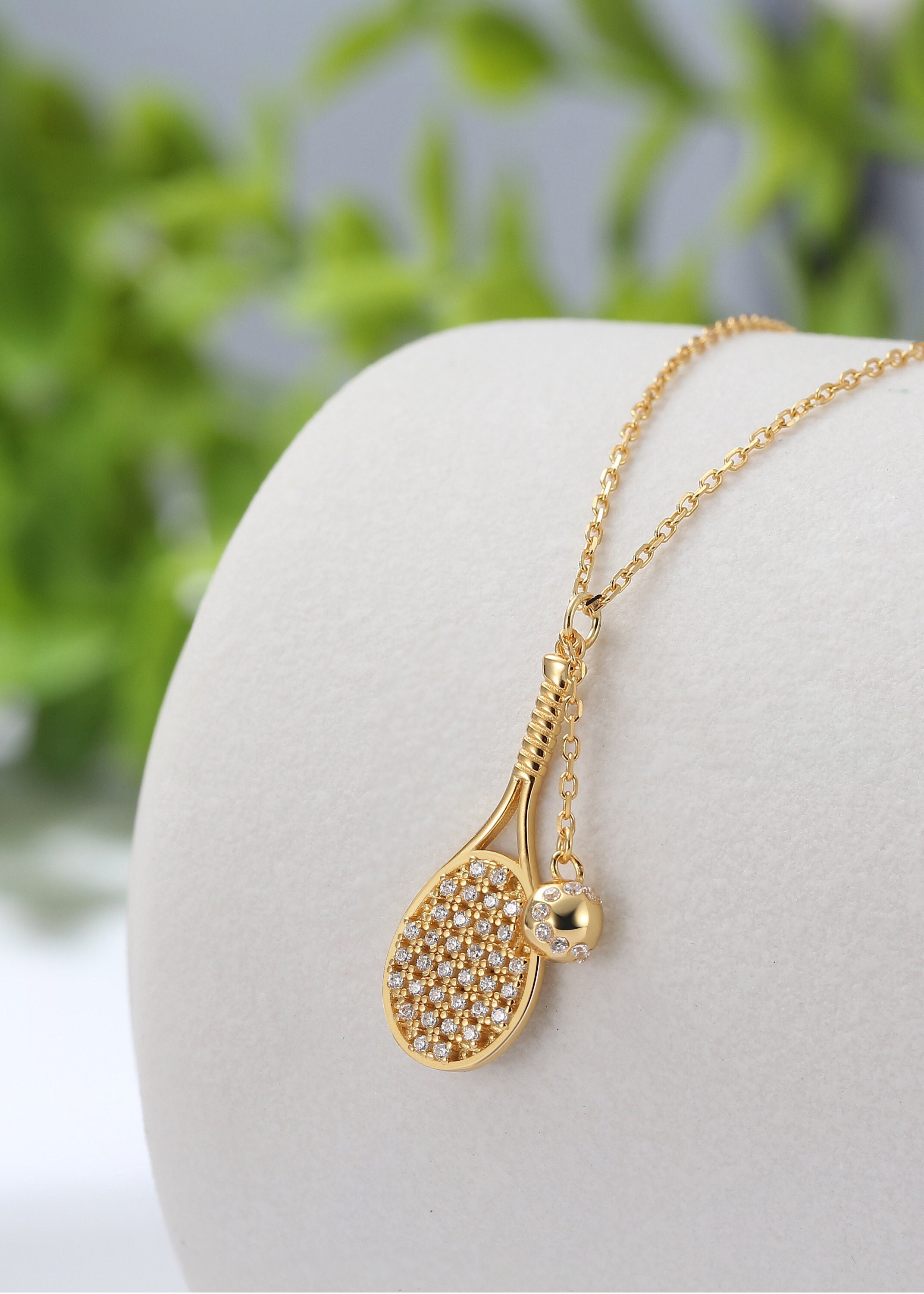 Tennis Lovematch LOVE PLUS Racket and Ball Gold Necklace - Etsy